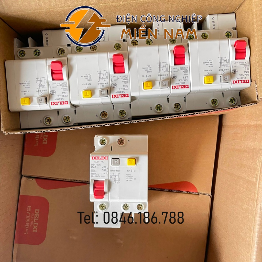 Aptomat CB Chống giật, chống rò, chống quá tải, Aptomat DeLiXi (16A, 20A, 25A,32A,40A,63A, 100A ...