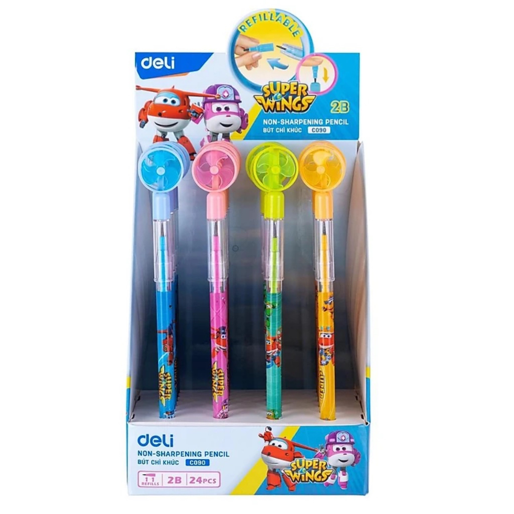 Bút Chì Khúc 2B Deli Super Wings Nắp Hình Quạt CC090 | Shopee Việt Nam
