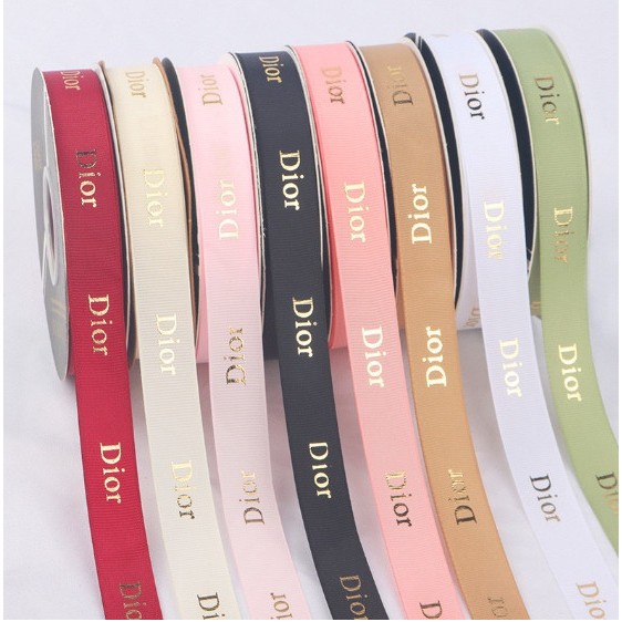 [Cuộn 45m] Ruy băng gân bản 2cm chữ Dior/ Thank You/ I Love You làm nơ ...