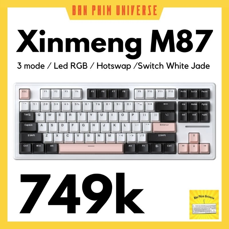 Bàn phím cơ xinmeng m87 v2 pro - bàn phím cơ không dây m87 3 chế độ kết nối, hotswap, mạch xuôi ...