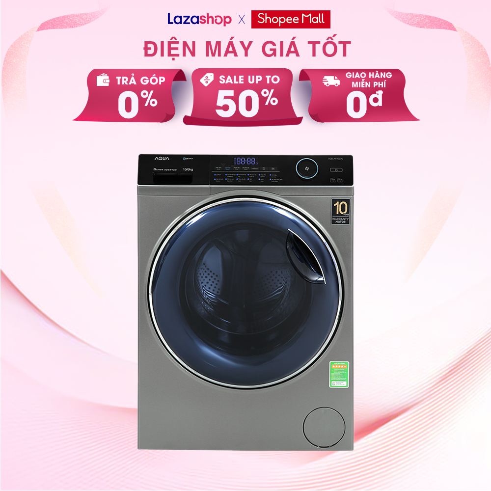 Máy giặt sấy Aqua Inverter giặt 10 kg - sấy 6 kg AQD-AH1000G.PS - Hàng Chính Hãng | Shopee Việt Nam