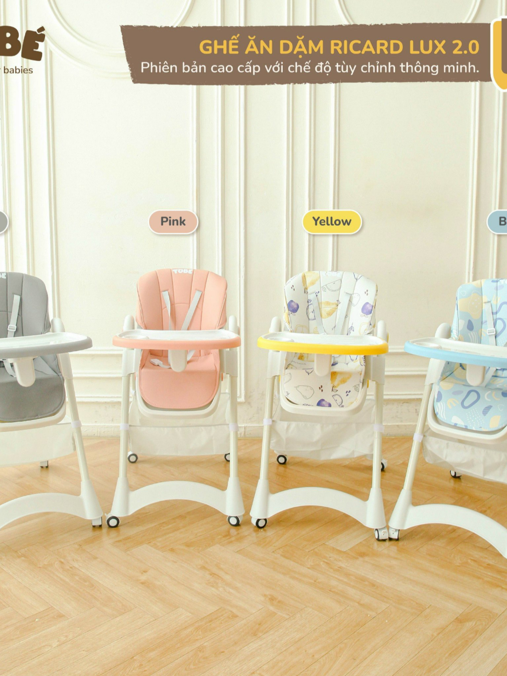 TOBE Ghế Ăn Dặm RICARD LUX 2.0 Cho Bé Tập Ăn Dặm Gấp Gọn Ngả Lưng Điều Chỉnh Độ Cao Bàn Ăn Có ...
