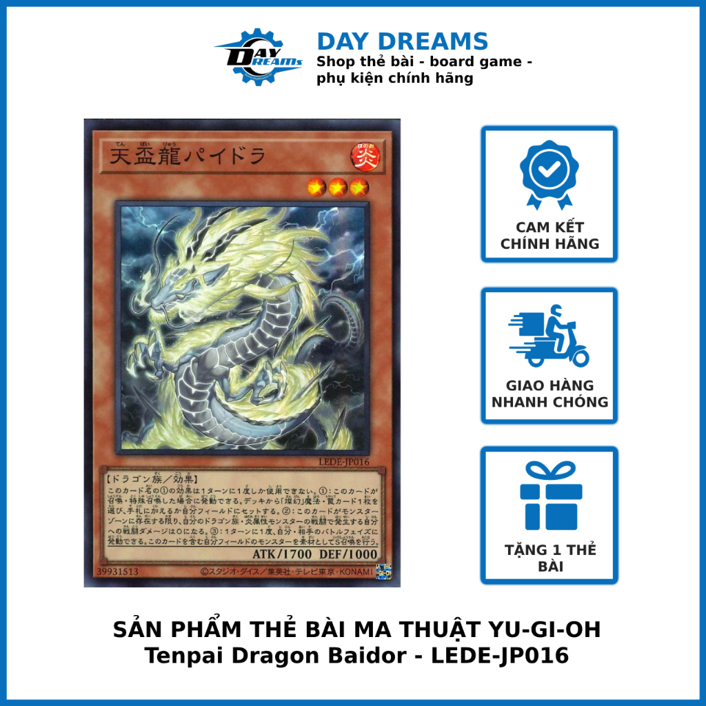 Thẻ bài Yugioh!: Tenpai Dragon Baidor - LEDE-JP016 - Super Rare | Shopee Việt Nam