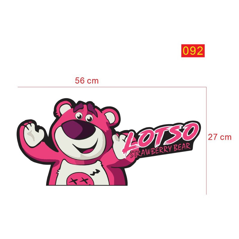 Tem decal gấu dâu Lotso size khổng lồ dán ô tô, xe tải…tem 4 lớp chống ...