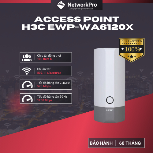 Bộ Phát WiFi 6 Ngoài Trời H3C EWP-WA6120X Chính Hãng Việt Nam – Tốc Độ 1775 Gbps, Chịu Tải 100 ...