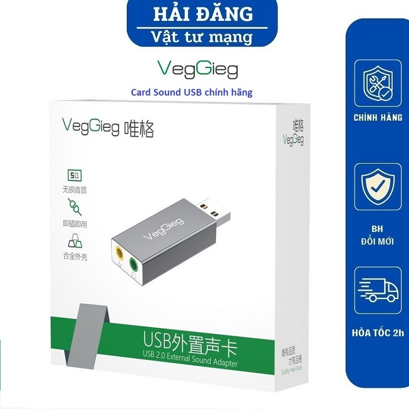 USB Sound 2.0 có 2 Cổng Tai Nghe Và Mic hàng chính hãng VK102 Veggieg ...