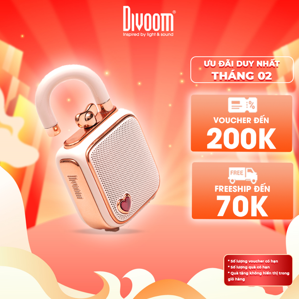 Loa Bluetooth Divoom Lovelock Pink công suất 5W kiểu dáng dễ thương | Shopee Việt Nam