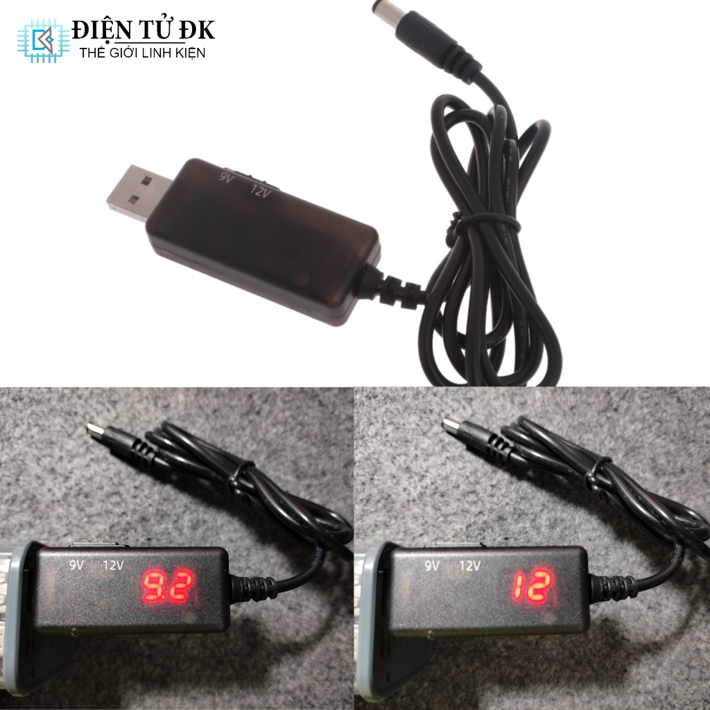 Cáp Chuyển Đổi Nguồn USB 5V Sang 9V 12V (dùng cho modem Wifi 1,5A trở ...