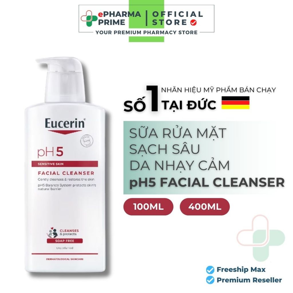 Sữa Rửa Mặt Eucerin pH5 Facial Cleanser Sensitive Skin Làm Sạch Sâu Cho ...