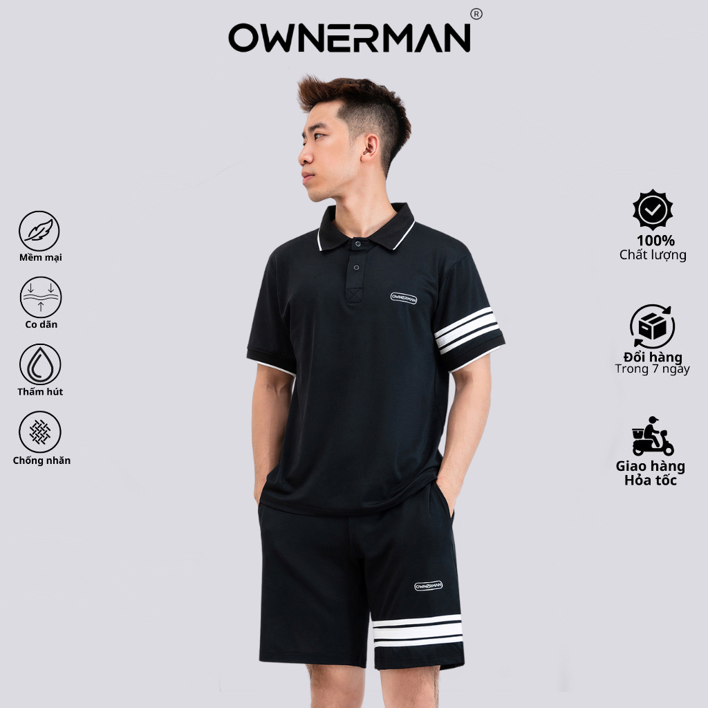 Bộ đồ nam OWNERMAN chính hãng cộc tay có cổ bộ quần áo thể thao nam mùa ...