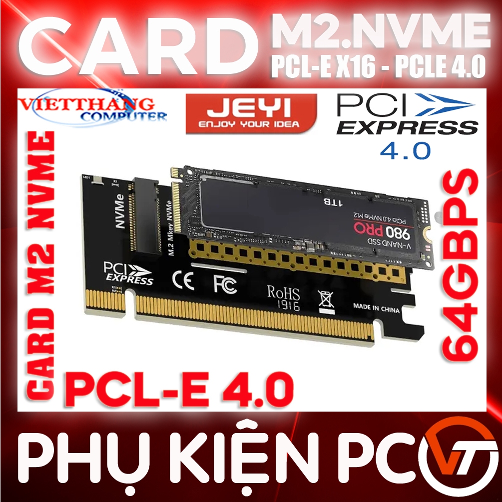 Bộ chuyển đổi JEYI Card M2.NVME sang PCIe X16 ( Khe cắm VGA ) , 2280/60 ...