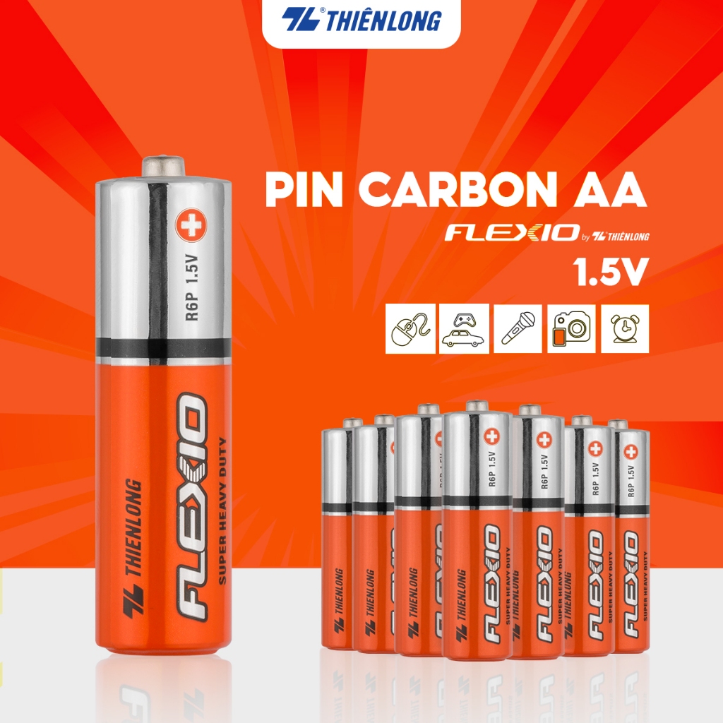 Lốc 4 Pin Carbon, pin than AA Thiên Long Flexio BAC-R6/4, không chứa ...
