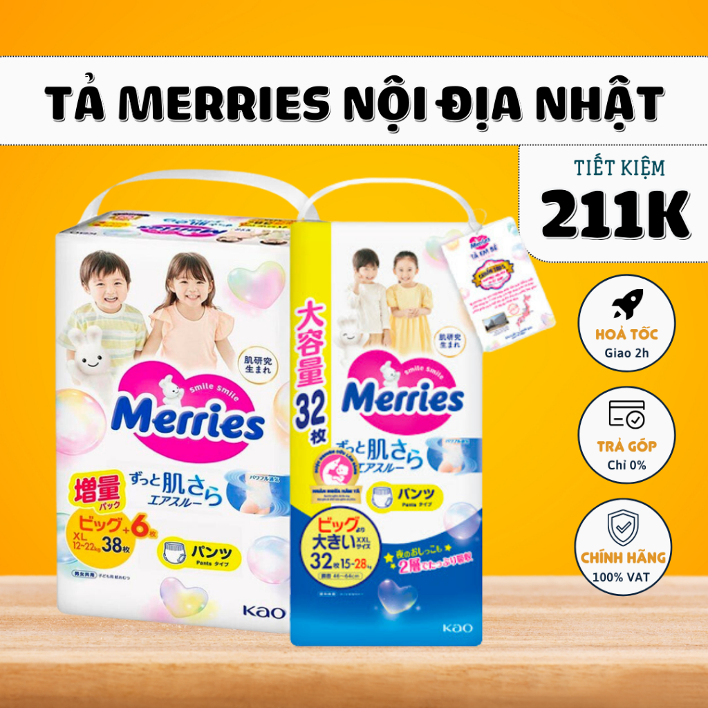 Tã Bỉm Merries Loại Dán/Quần Hàng Nội Địa Nhật Mẫu Mới Jumbo, Cộng ...