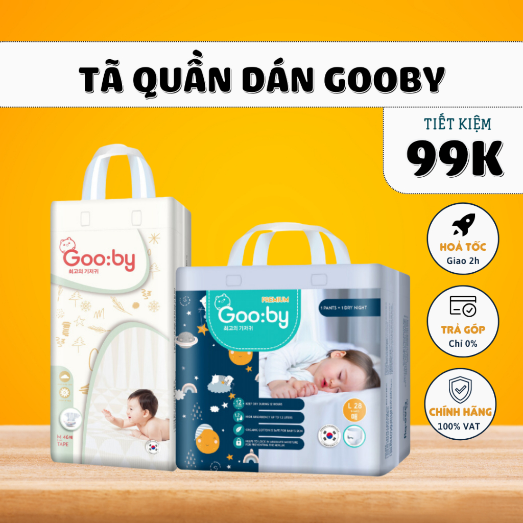 [Kèm Quà] Tã/bỉm quần dán Gooby ngày-đêm chống tràn hiệu quả đủ size ...