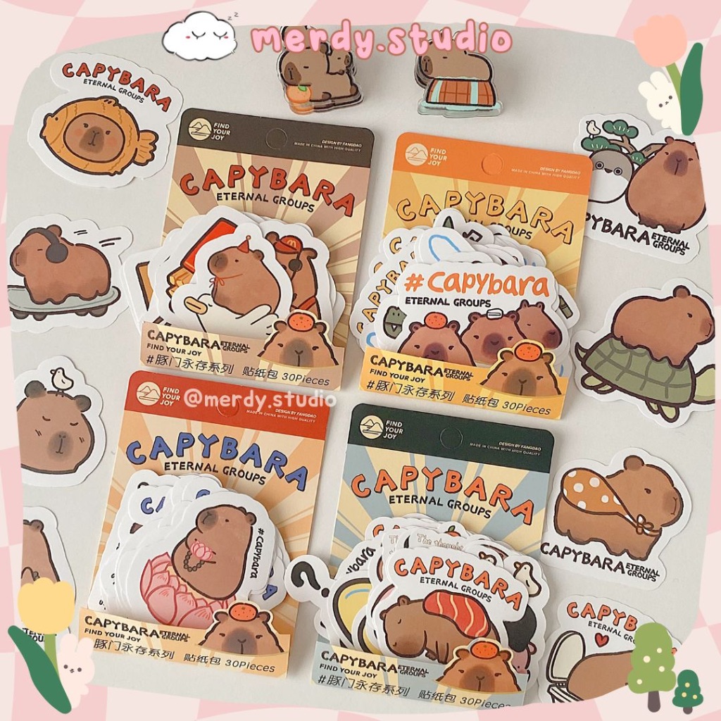 Set 30 tấm sticker Capybara size to | Shopee Việt Nam