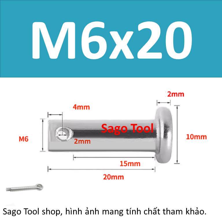 Trục gài chốt chẻ, chốt định vị bắt chốt chẻ size 3ly 4ly 5ly 6ly 8ly ...