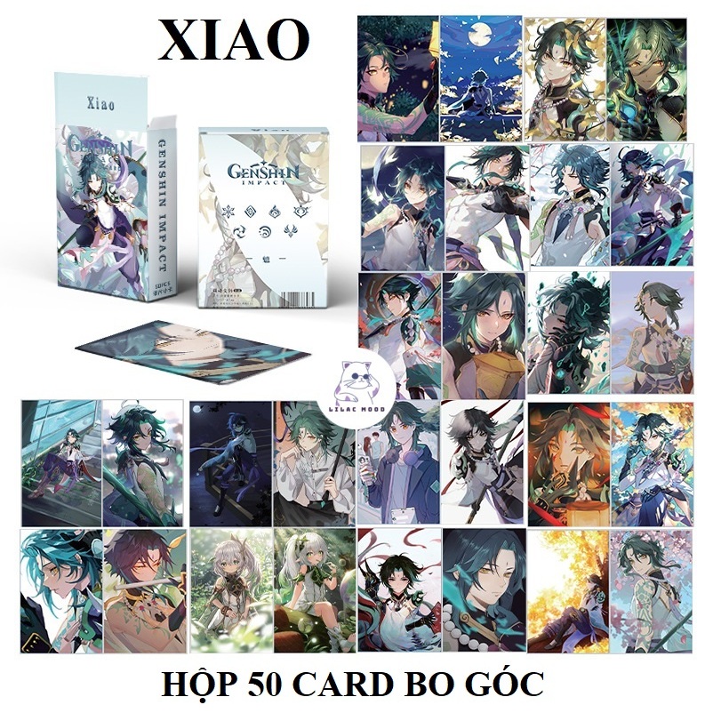 (sẵn-mẫu mới) Hộp 50 card Xiao / Genshin Impact | Hộp thẻ card laser 50 ...