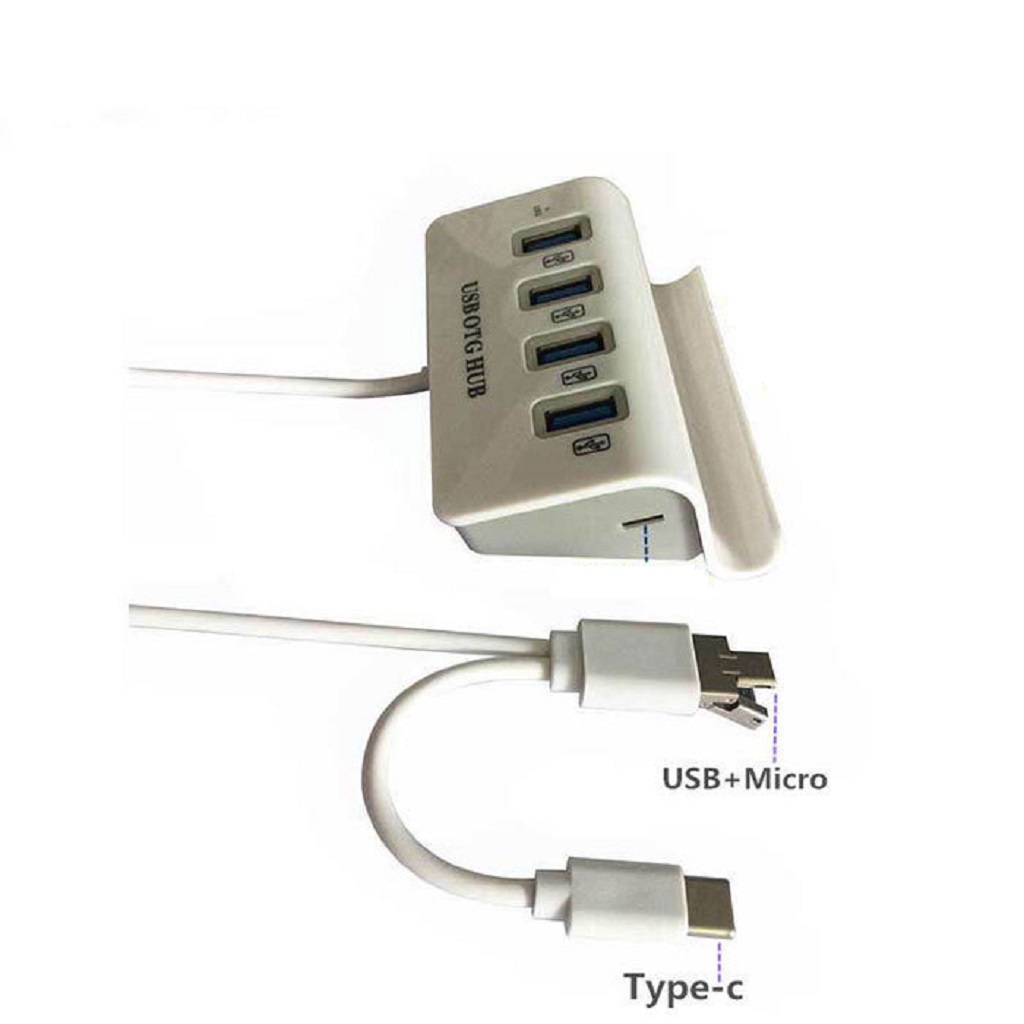 Hub Chia 4 Cổng USB OTG - Type C & Micro USB Kèm Giá Đỡ Cho Điện Thoại ...