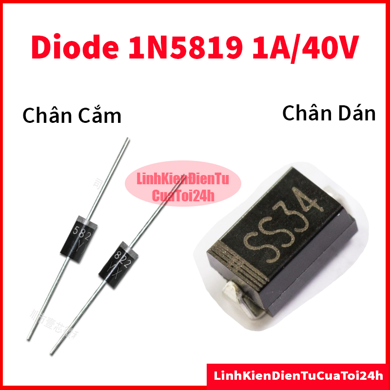 Gói 5 con 1N5822 - Diode Schottky IN5822 3A/40V DO-41 Chân Cắm, SS34 ...