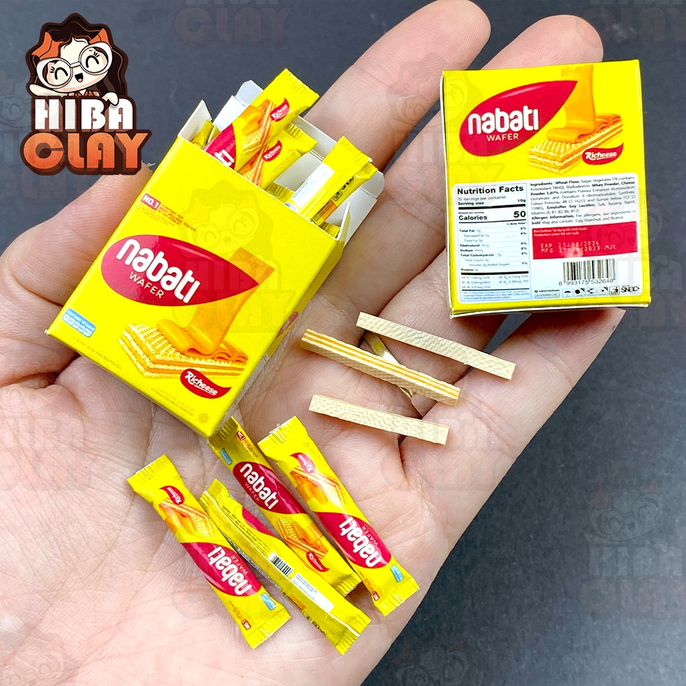 Mô hình hộp bánh (Nabati) 10 gói + 3 nhân bánh, đồ ăn tí hon, đồ ăn ...