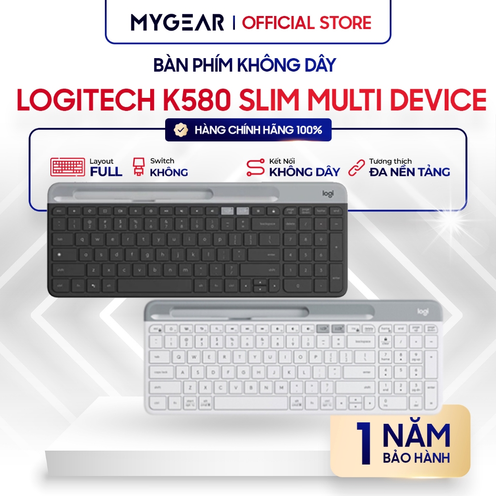Bàn phím không dây Logitech K580 Slim Multi Device Wireless Bluetooth - Bảo hành chính hãng 60 ...