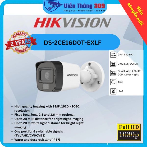 Camera Hikvision DS-2CE16D0T-EXLF Sắc Nét - Hàng chính hãng | Shopee Việt Nam