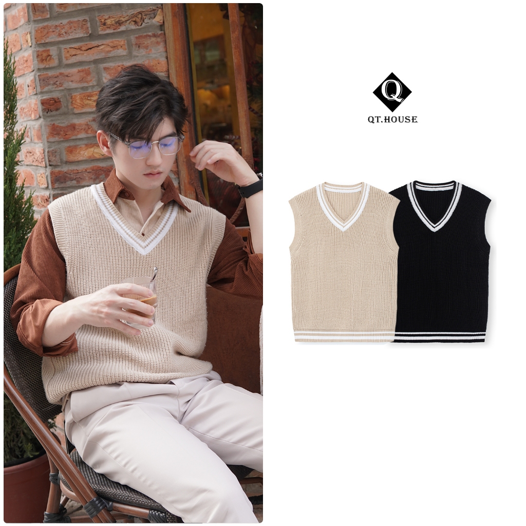 Áo Len Gile Nam Qthouse Phong Cách Hàn Quốc Áo Ghile Nam Cao Cấp Chất ...