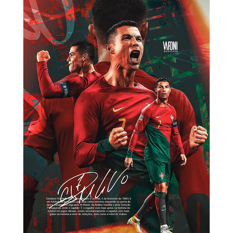 Poster CR7 màu áo đội tuyển Quốc Gia (mua 3 tấm tặng thêm 1 tấm ...