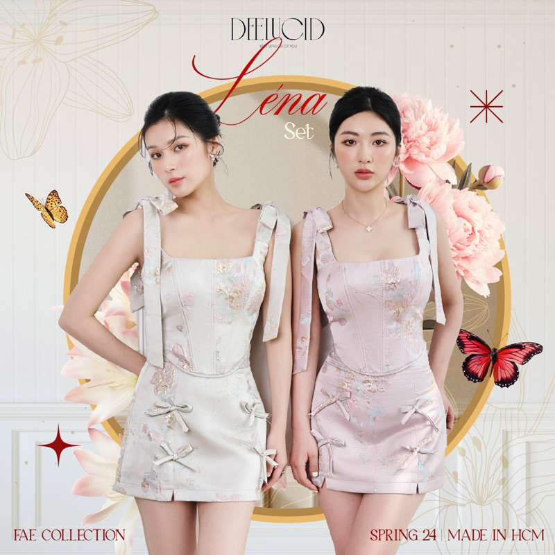 DEELUCID - Léna Set (Set gấm cao cấp dây nơ, corset định hình eo) | Shopee Việt Nam
