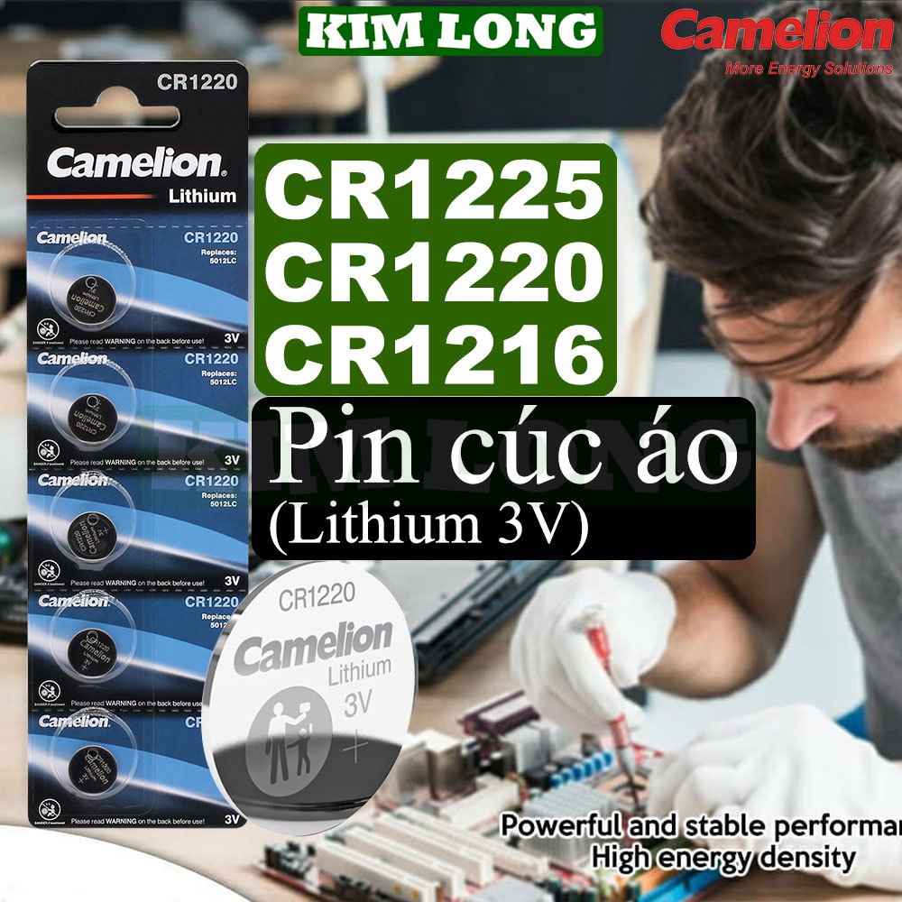 Pin cúc áo Camelion CR1225,CR1220,CR1216,pin Lithium 3V,pin nút áo 3V,pin đồng hồ, cmos(1225 ...