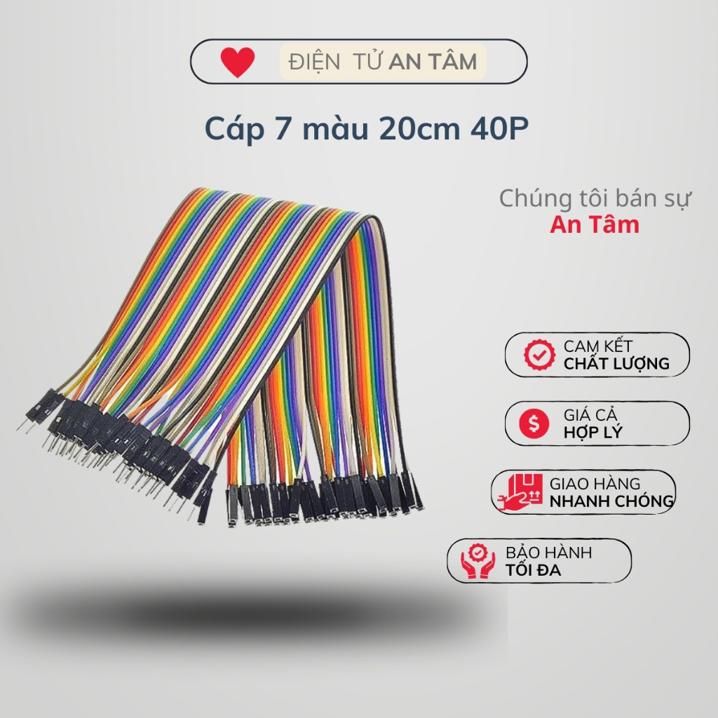 Cáp 7 màu, dây nối mạch 40P Đực-Đực, Đực-Cái, Cái-Cái dài 20cm (40 sợi ...
