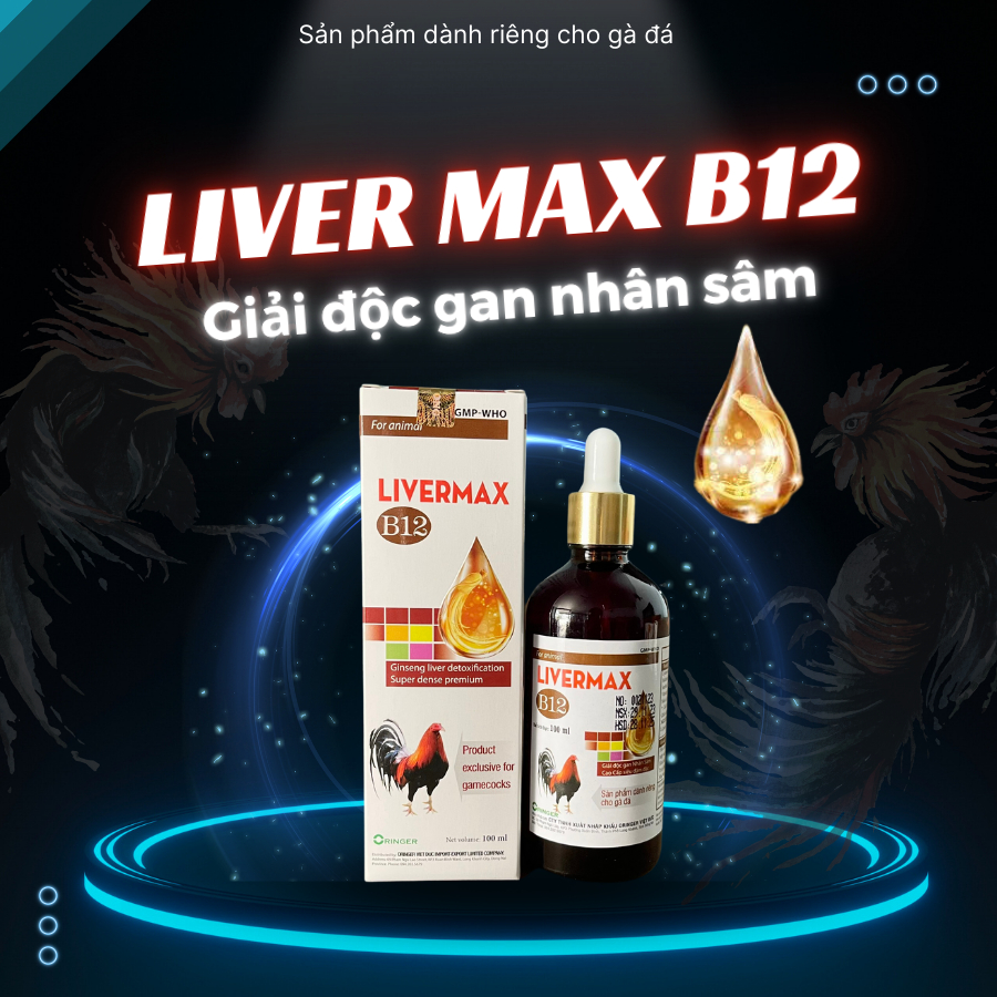 Giải độc gan nhân sâm Livermax b12 phục hồi tái tạo gan, thận cho gà đá ...