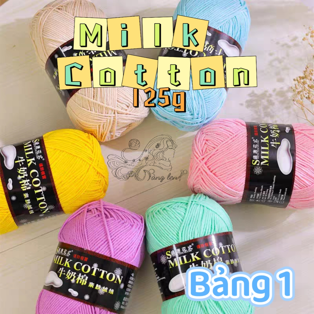 Len Milk Cotton 125g (CÓ CHIẾT) - Bảng Màu 1 (01-50) - Cuộn 125/60gr ...