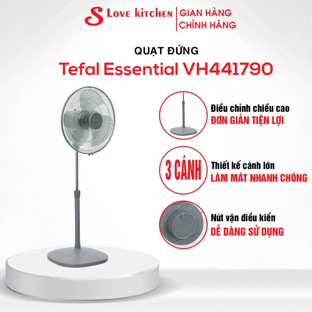 Quạt đứng Tefal Essential VH441790, màu xám- Gian hàng chính hãng ...