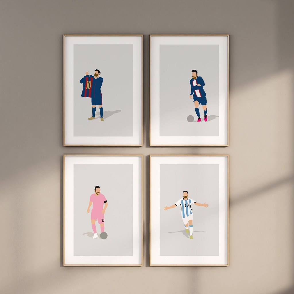 Lionel Messi - Set of 4 minimalist football posters - Argentina ...