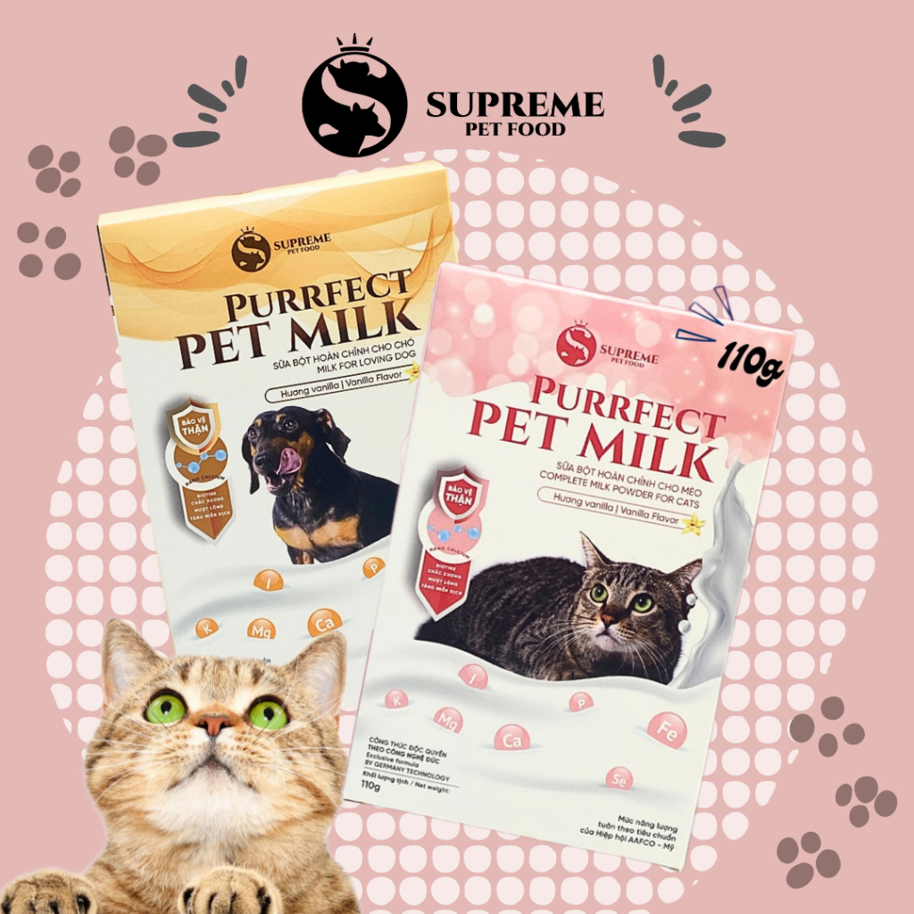 Sữa bột PURRFECT PET MILK cho chó mèo gói 110gram sữa nguyên kem hương ...