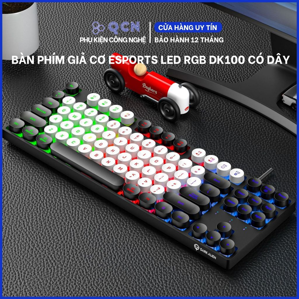 Bàn phím giả cơ DK100 phím cơ cảm giác như bàn phím cơ gaming led RGB có dây Dark Alien QCN ...