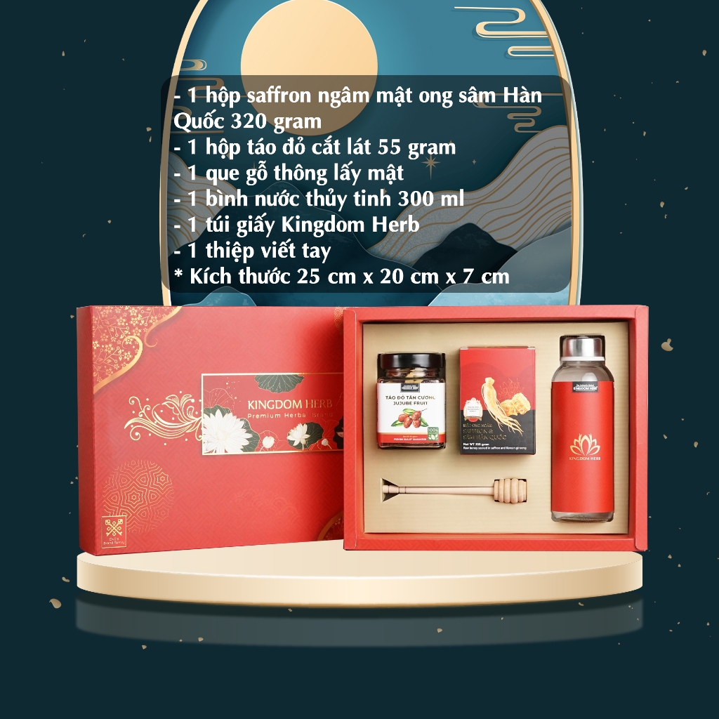 Set quà tặng, hộp quà tặng sâm mật ong saffron và táo đỏ / kỷ tử chính ...