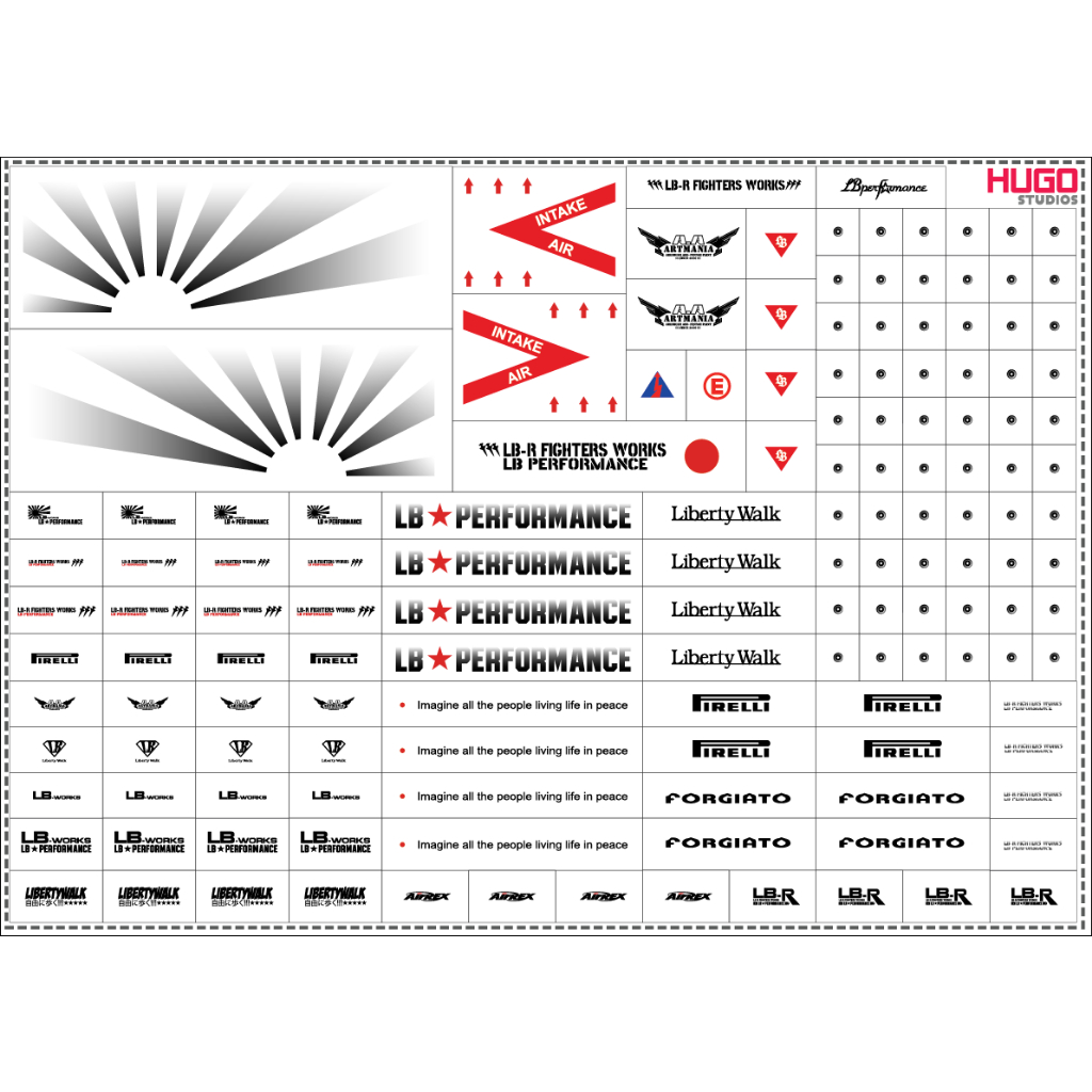 Hugo Studios Decal trượt nước Liberty Walk LB-R Fighters Works tỉ lệ 1/ ...
