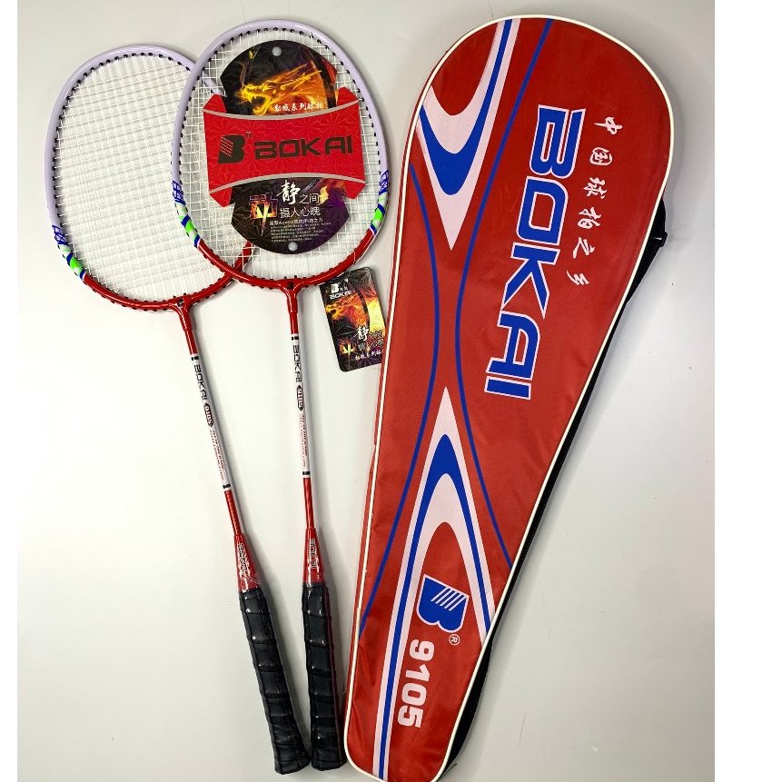 Combo bộ 2 cây Vợt Cầu Lông Bokai 9105 màu Vàng và đỏ tặng ngay hộp Cầu ...
