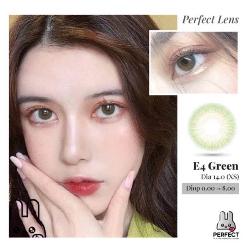 Lens Ảnh Mắt Thật, kính áp tròng E4 GREEN dia 14.0 xanh lá không viền ...