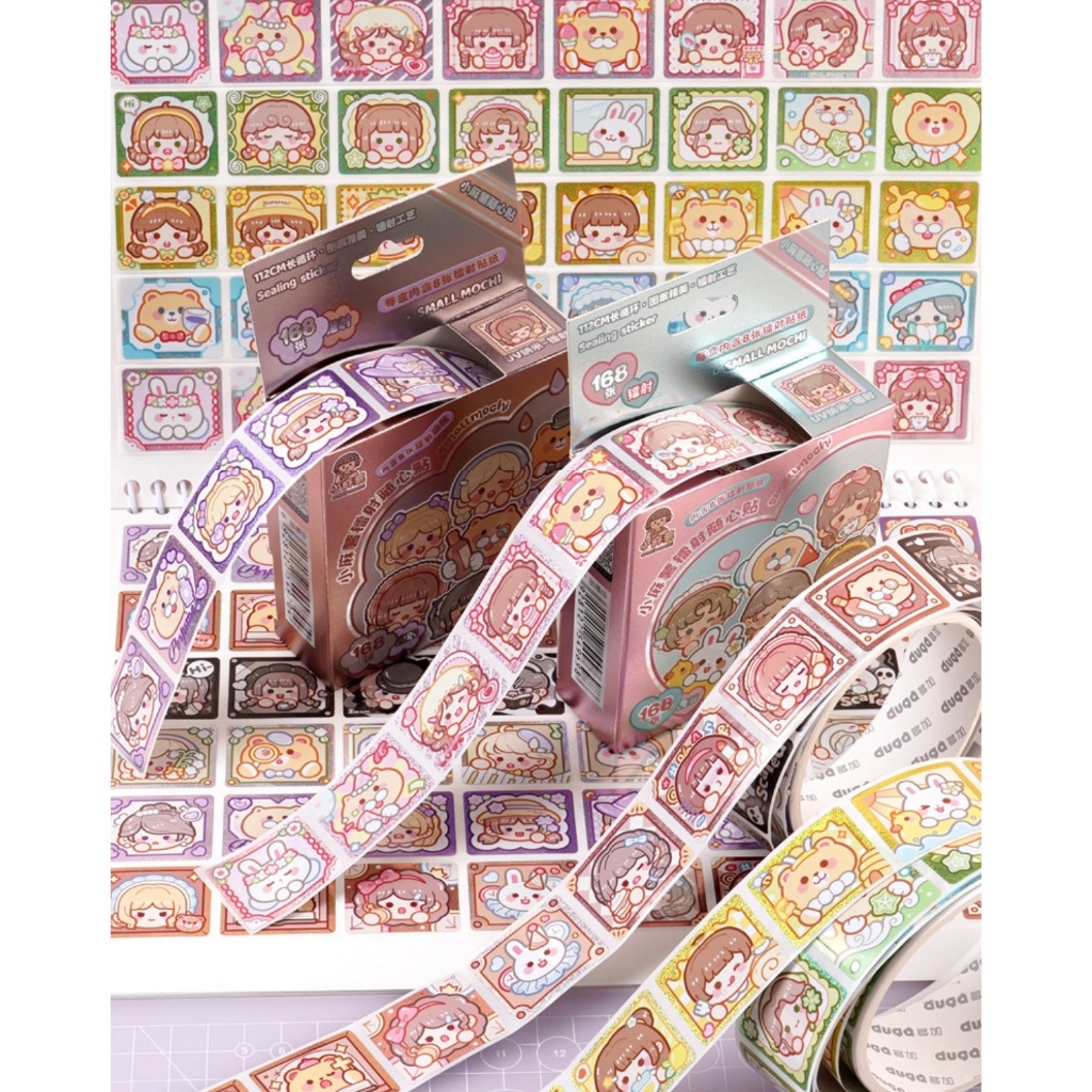 Sticker cute/Hộp 168 sticker hình dán hãng Duga, tem niêm phong dễ ...