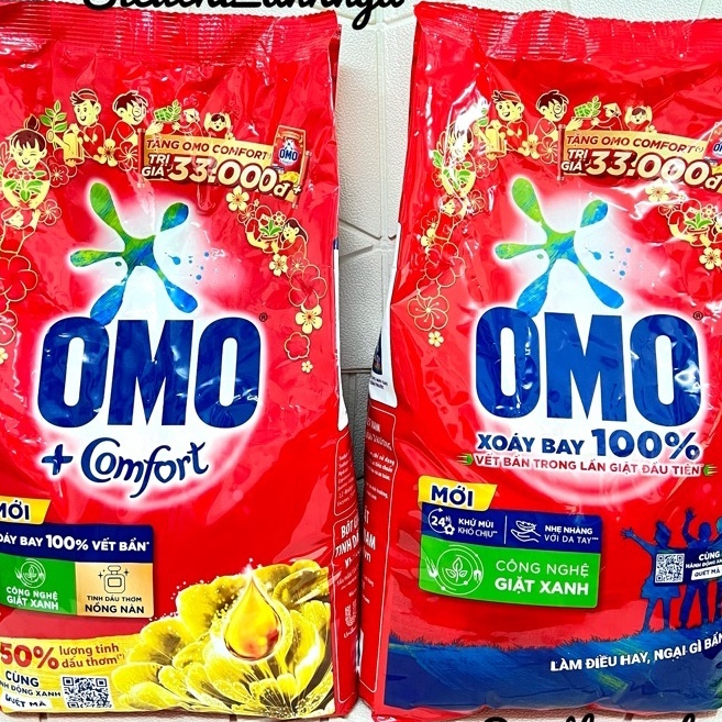 Bột giặt OMO công nghệ giặt xanh giúp xoáy bay vết bẩn loại bỏ mùi hôi túi 5.7kg/ omo comfort 5 ...
