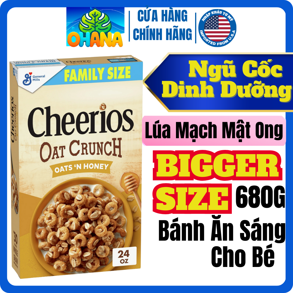 Ngũ Cốc Ăn Sáng Cheerios Oat Crunch Oats & Honey, Lúa Mạch & Mật Ong ...