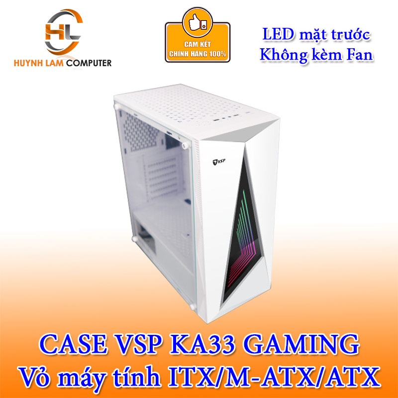 Vỏ máy tính Case VSP KA33 [TRẮNG] LED Gaming (ITX/M-ATX/ATX) không kèm FAN - Hàng chính hãng ...