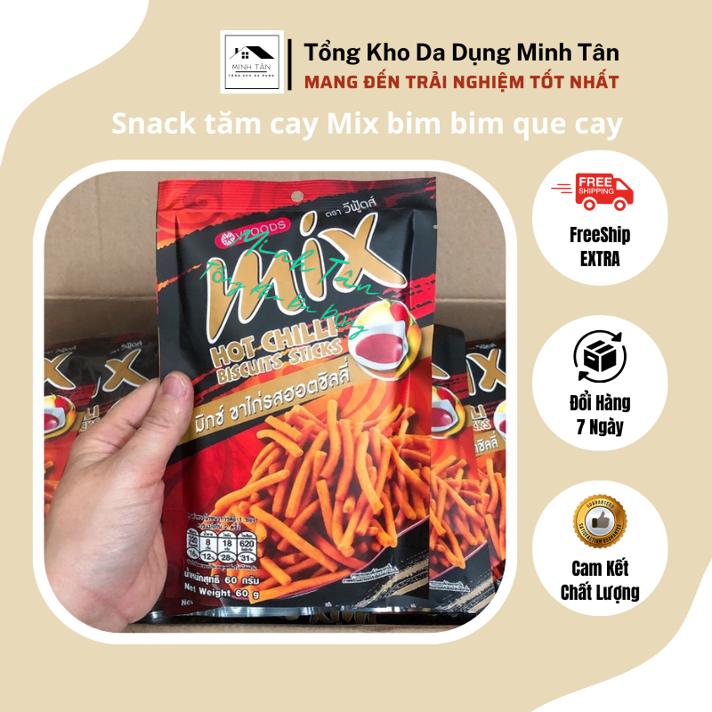 Snack tăm cay Mix bim bim que cay vfood vị ớt cay Thái Lan gói to 50g | Shopee Việt Nam