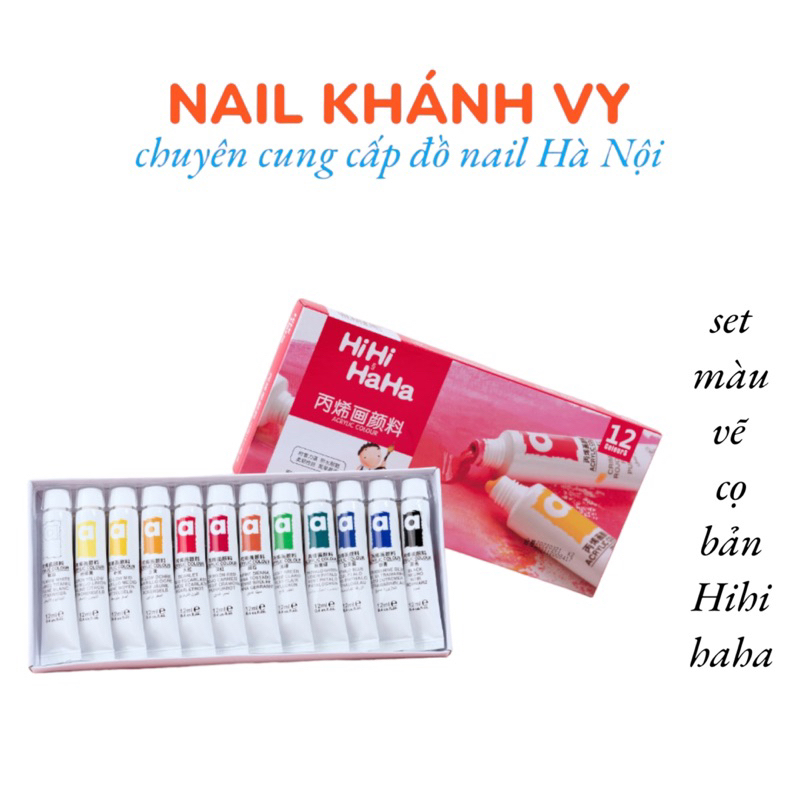 set bột vẽ cọ bản Hihi haha 12 màu vẽ móng NAIL KHANH VY | Shopee Việt Nam