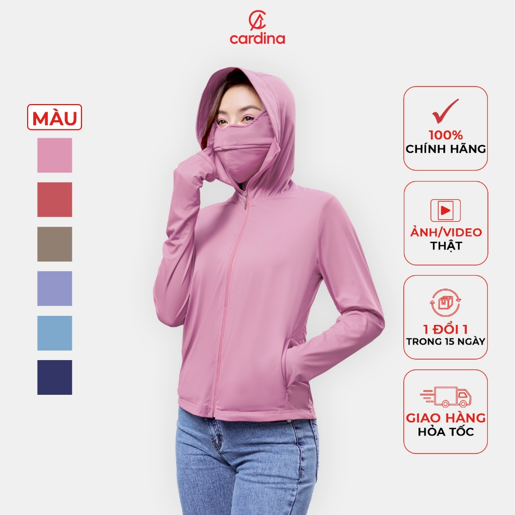 Áo chống nắng nữ CARDINA 2 lớp gấu suông mũ liền chất liệu Icetext ...