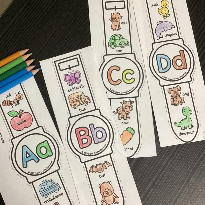 (Alphabet Watches Crafts) Đồng hồ đồ chơi giấy 26 chữ cái tiếng anh cho ...