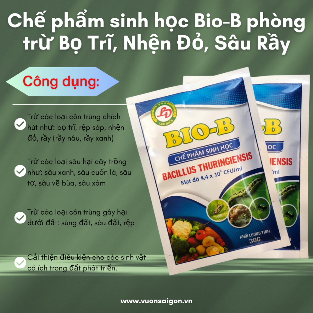 Chế phẩm sinh học Bio-B phòng trừ Bọ Trĩ, Nhện Đỏ, Sâu Rầy | Vườn Sài Gòn